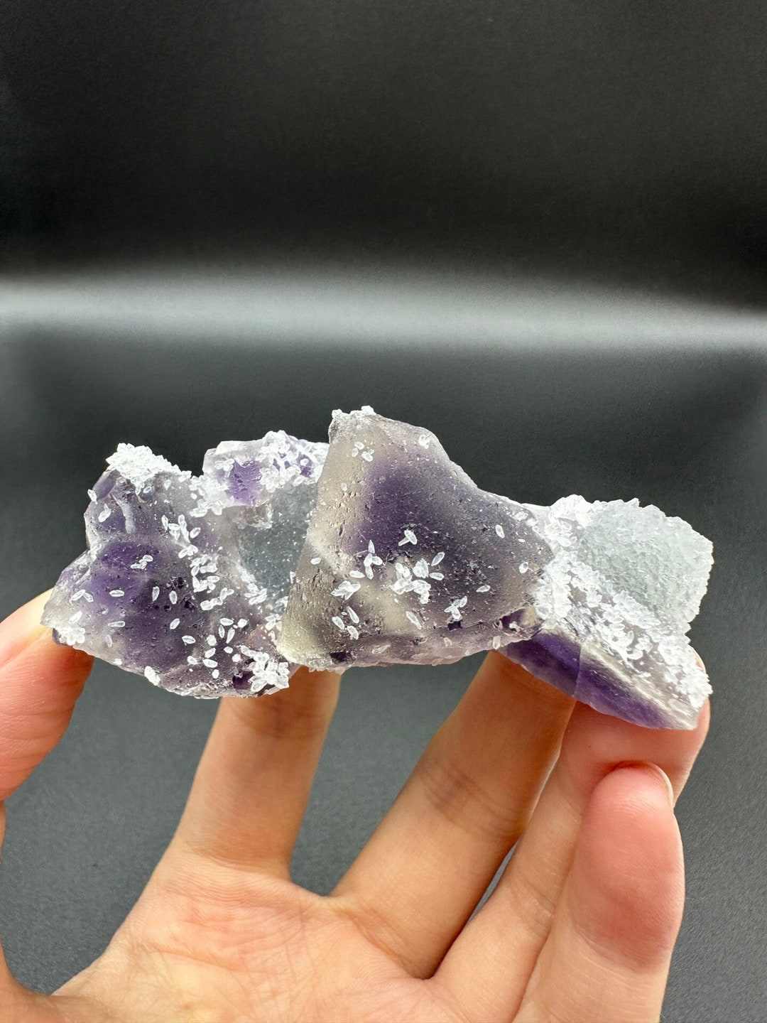 Purple Window Octahedral Fluorite on Quartz, Fluorite Mineral Specimen ...