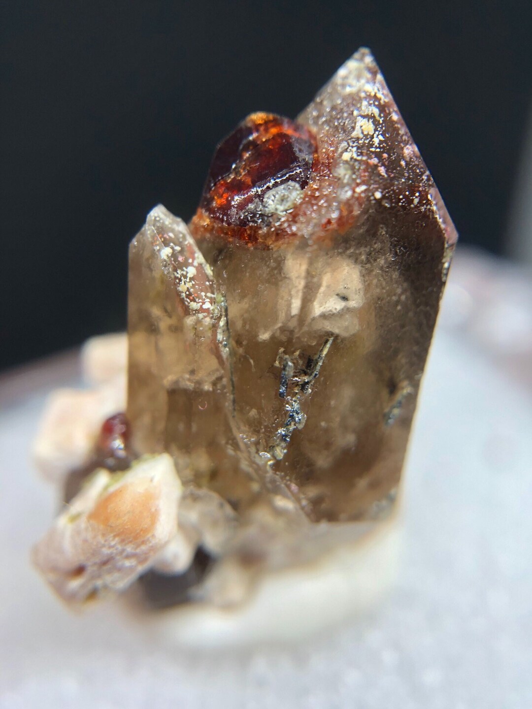 Smoky Quartz With Orange Spessartine Garnet From Fujian Province, China ...