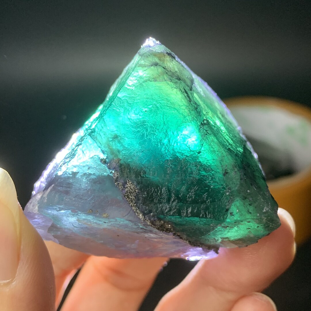 Purple Green Bi-color Octahedral Fluorite, Fluorite Mineral Specimen ...