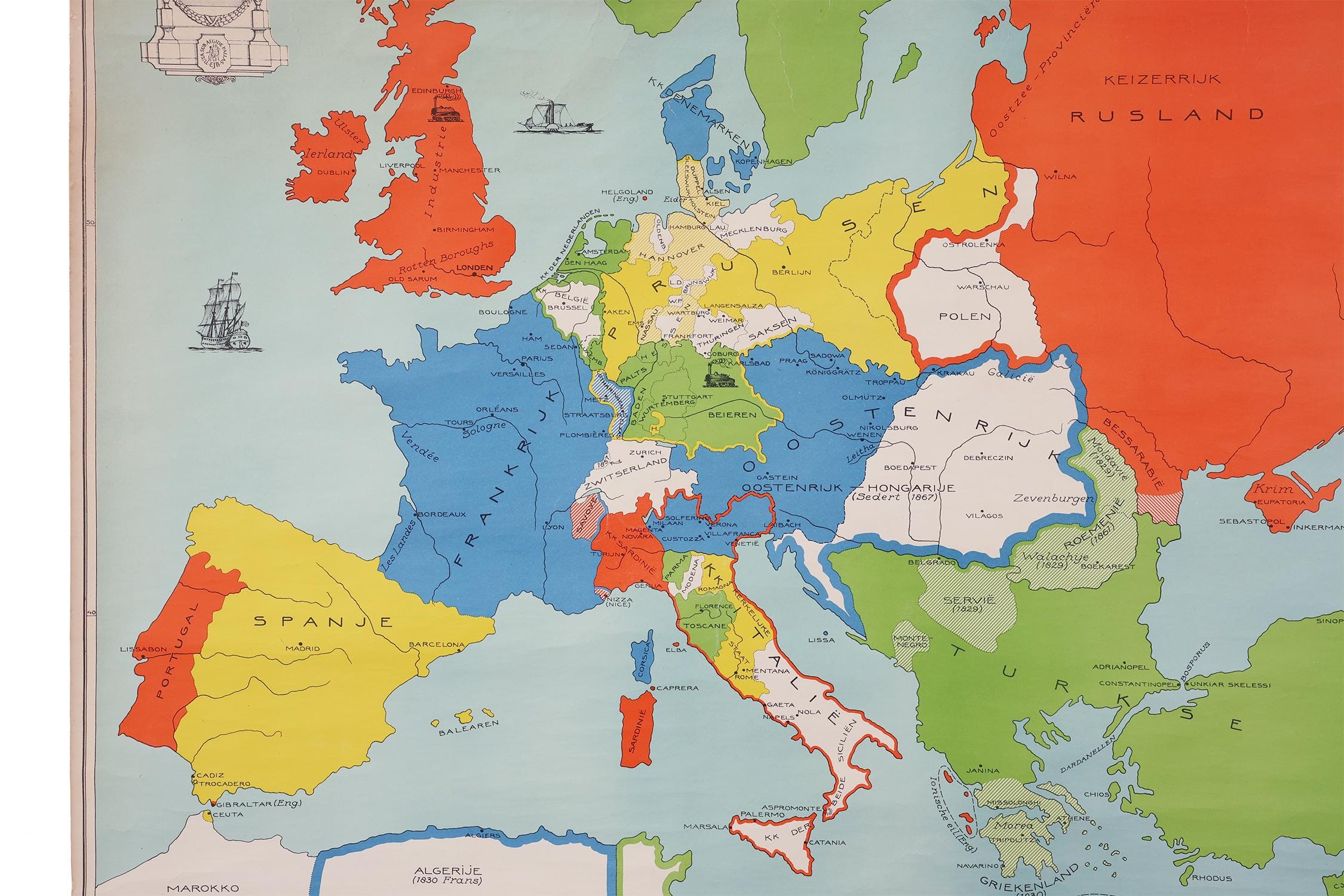 Vintage School Wall Map of Europe 1815-1871, Belgium, 1950s - Etsy UK