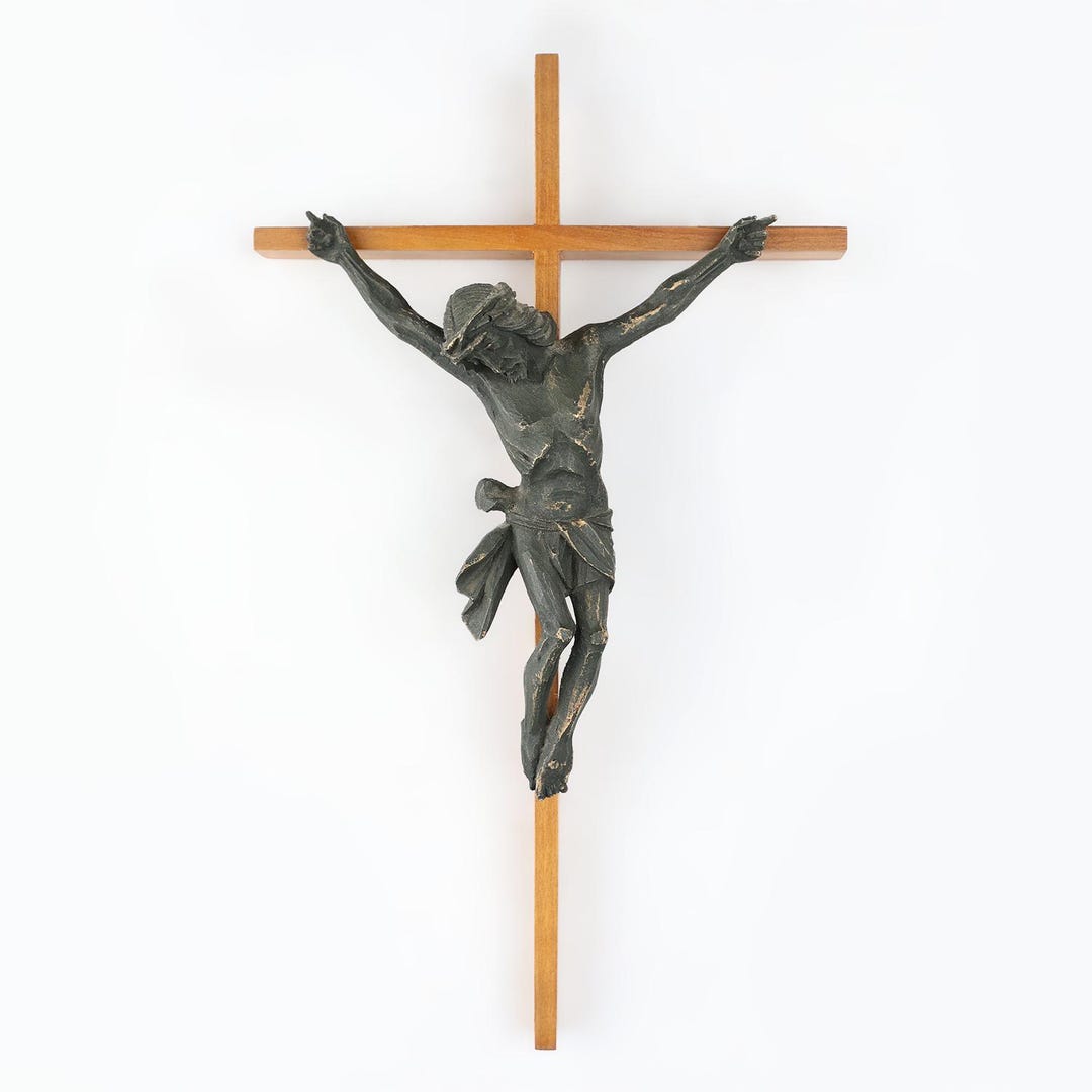 Antique Realistic Wooden Crucifix, France, 1850 - Etsy