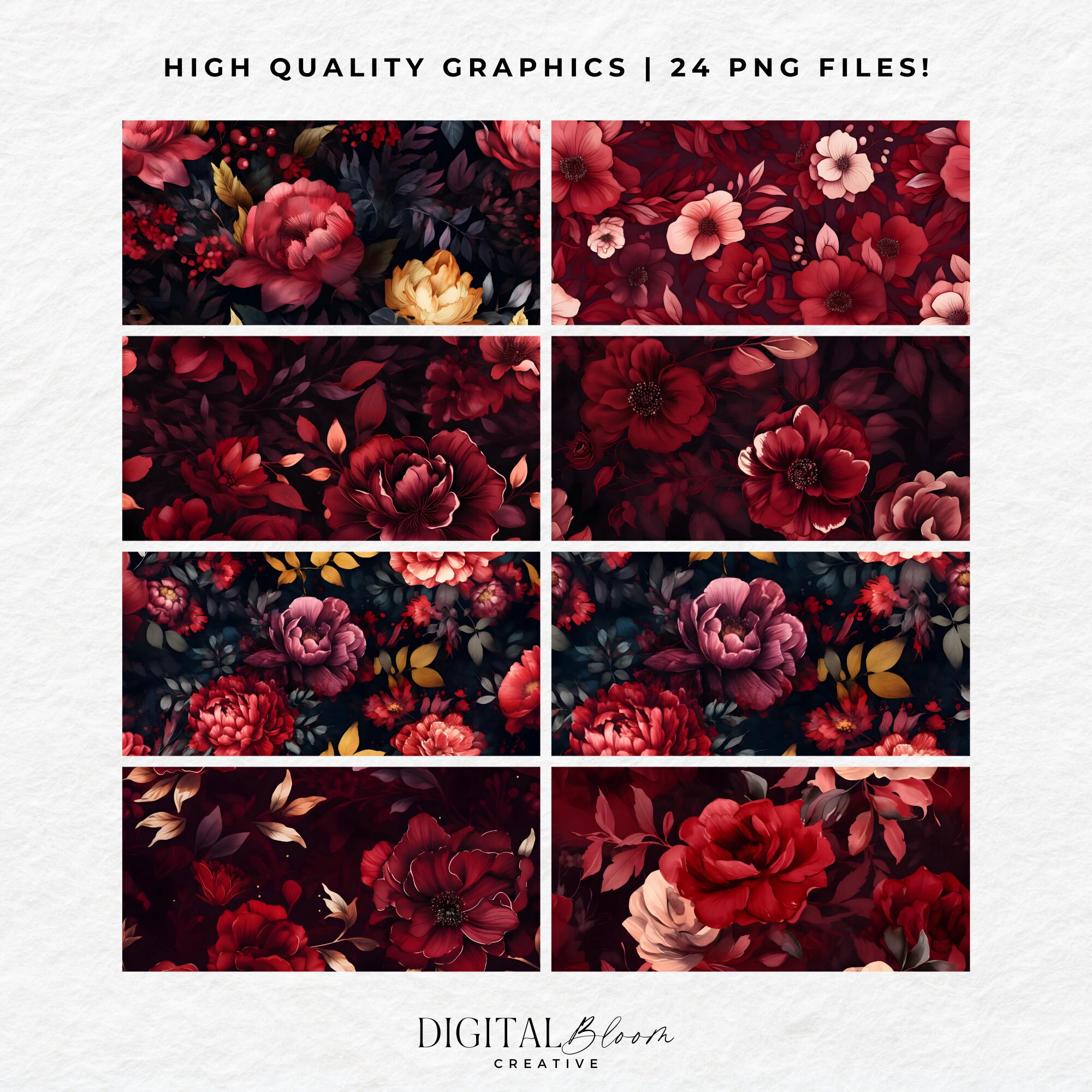 Printable Dark Red Moody Floral Pattern Background Scrapbooking ...