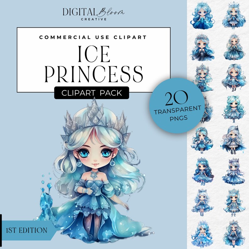 Lce Princess Clipart Fantasy Snow Queen Clip Art Magic Winter Chibi ...