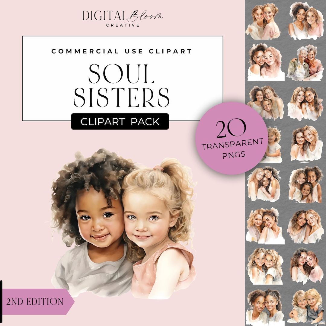 Soul Sisters Clipart PNG Watercolor Best Friends Clip Art Family ...