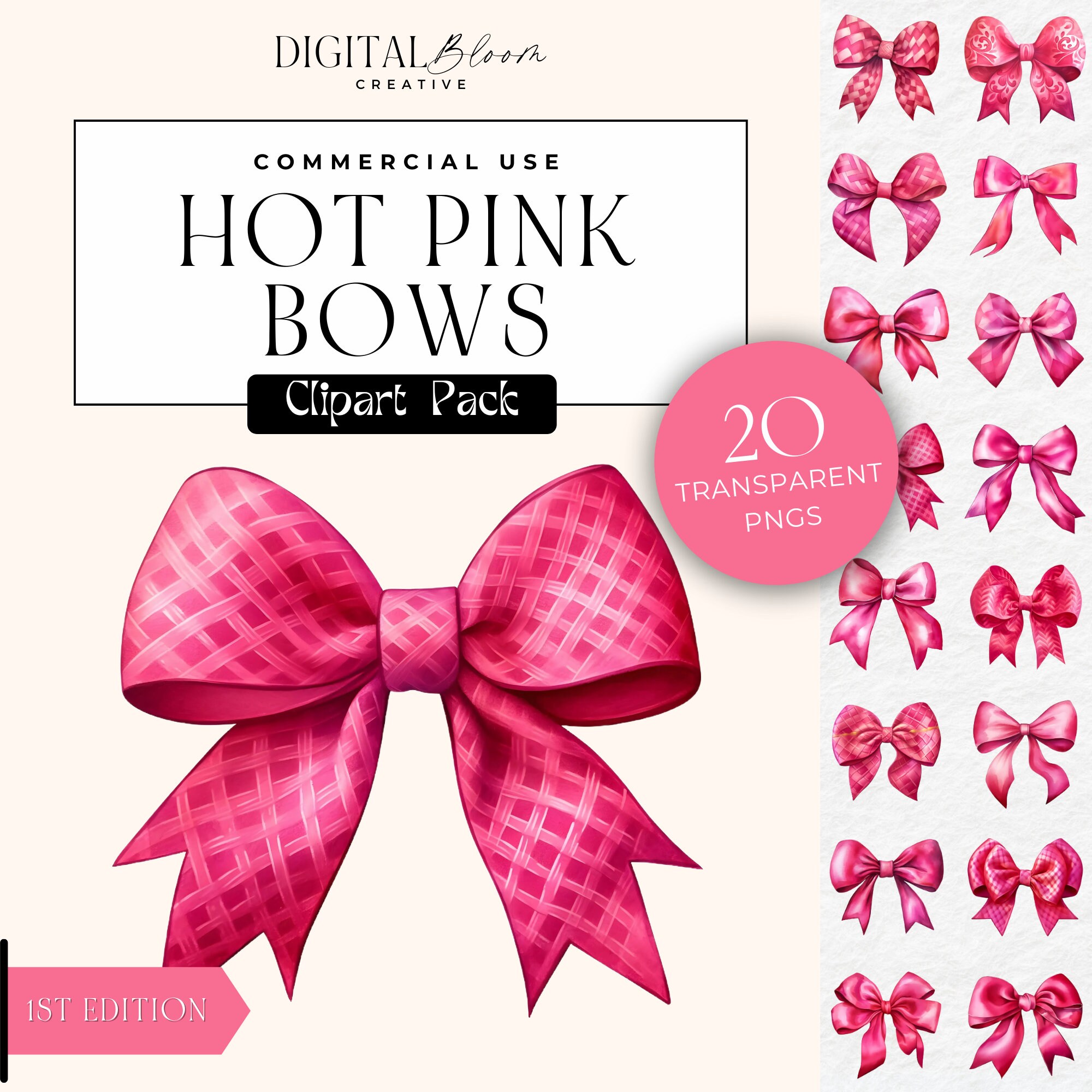 Ribbon Bow Clipart Transparent Png, Hot Pink, Watercolor Coquette Bow ...