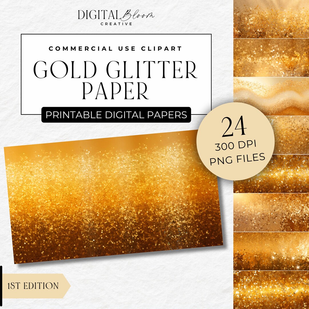 Digital Ombre Glitter Scrapbooking Paper Gold Sparkle Backgrounds ...