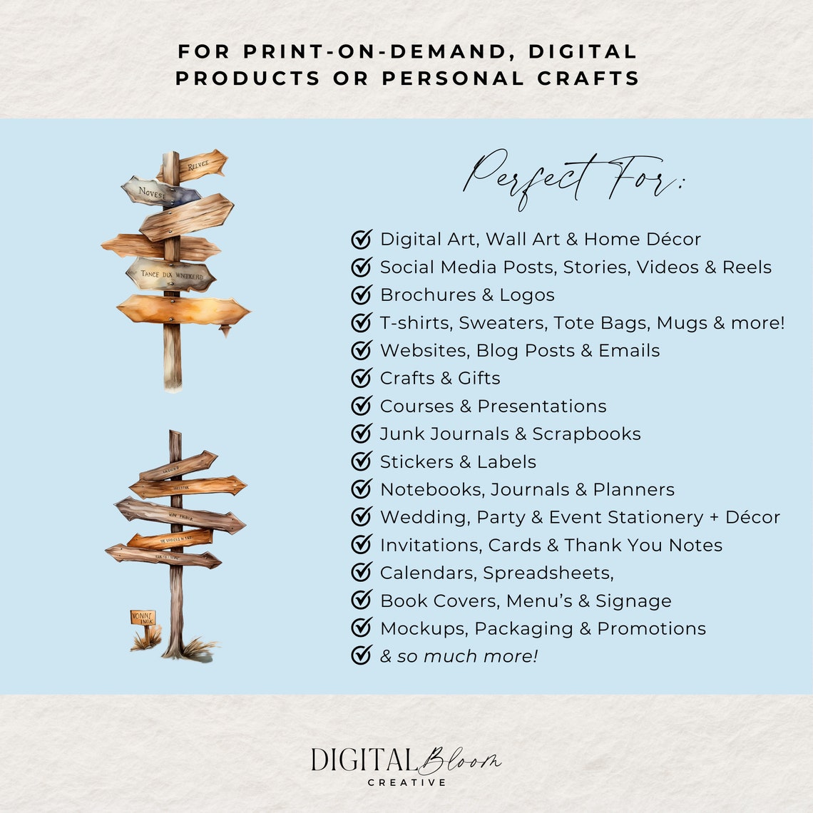 Directional Sign Clipart, Watercolor Wooden Sign Clip Art, Road Signs ...