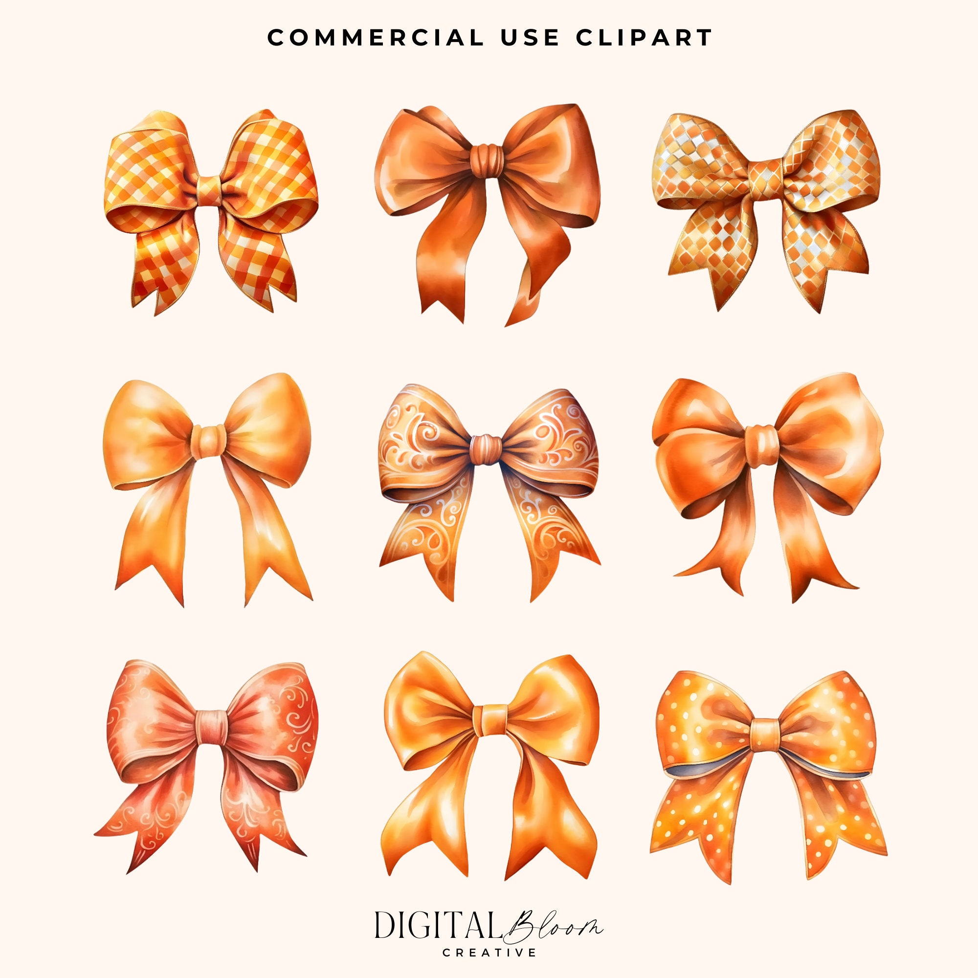 Orange Watercolor Coquette Bow, Ribbon Bow Clipart Transparent Png ...