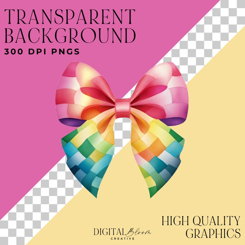 Rainbow Watercolor Coquette Bow, Ribbon Bow Clipart Transparent Png ...