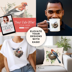 Nesting Birds Clipart Garden Birds Nest PNG Nature Graphics Wild Birds ...