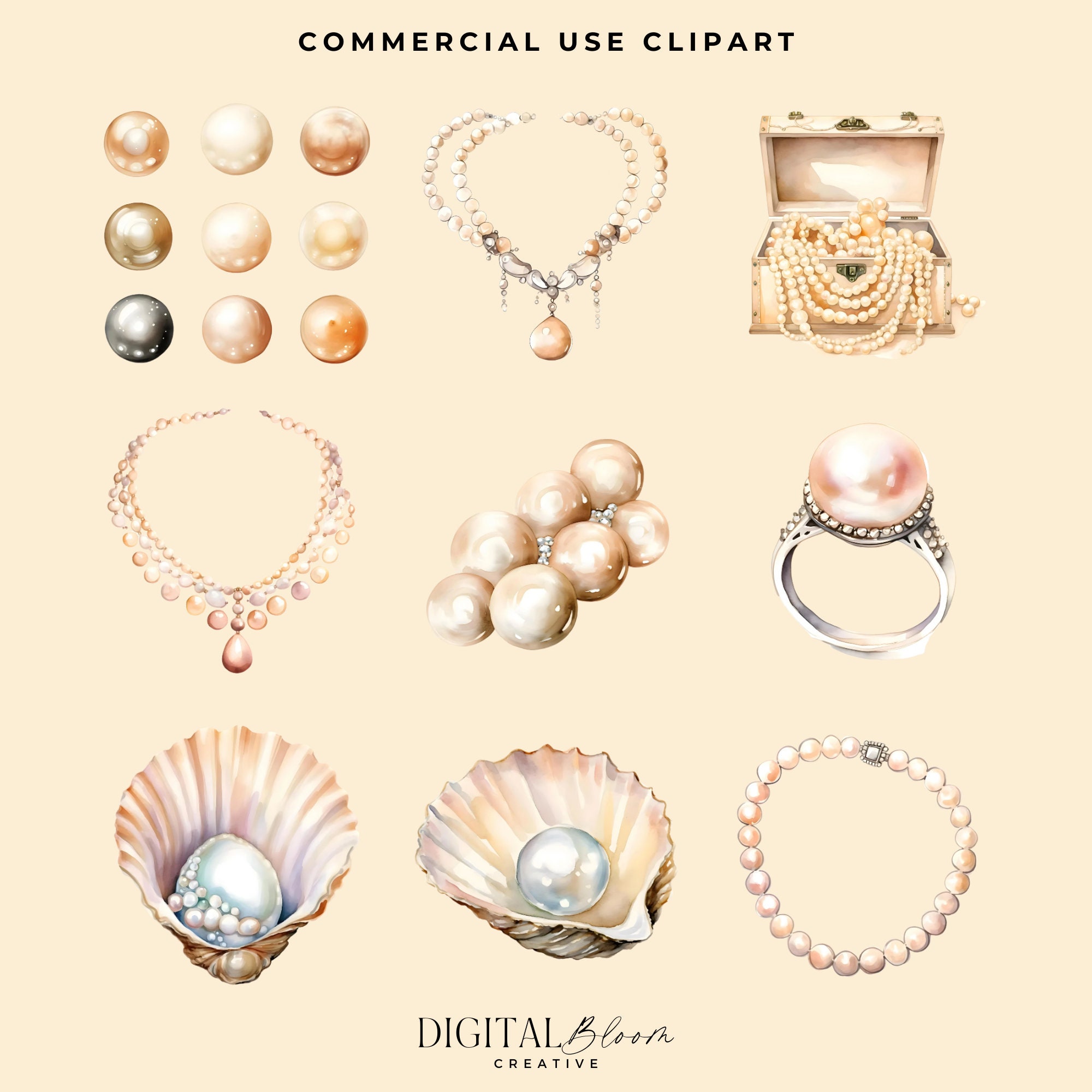 Pearl Necklace Clipart, String of Pearls, Pearl Jewelry PNG Graphics ...