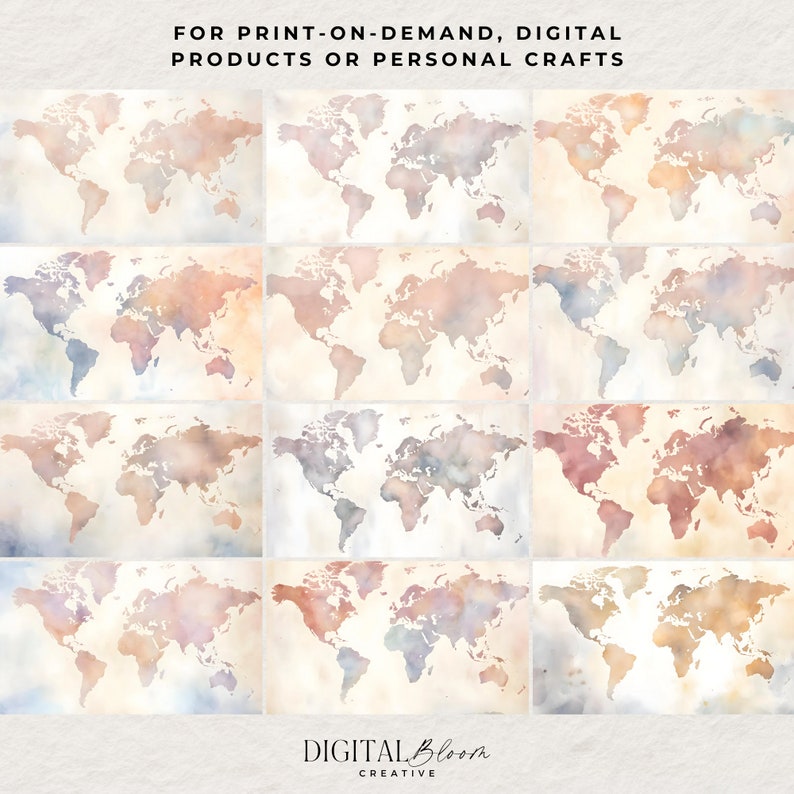 World Map Digital Paper Boho Vintage Scene Printable Background ...