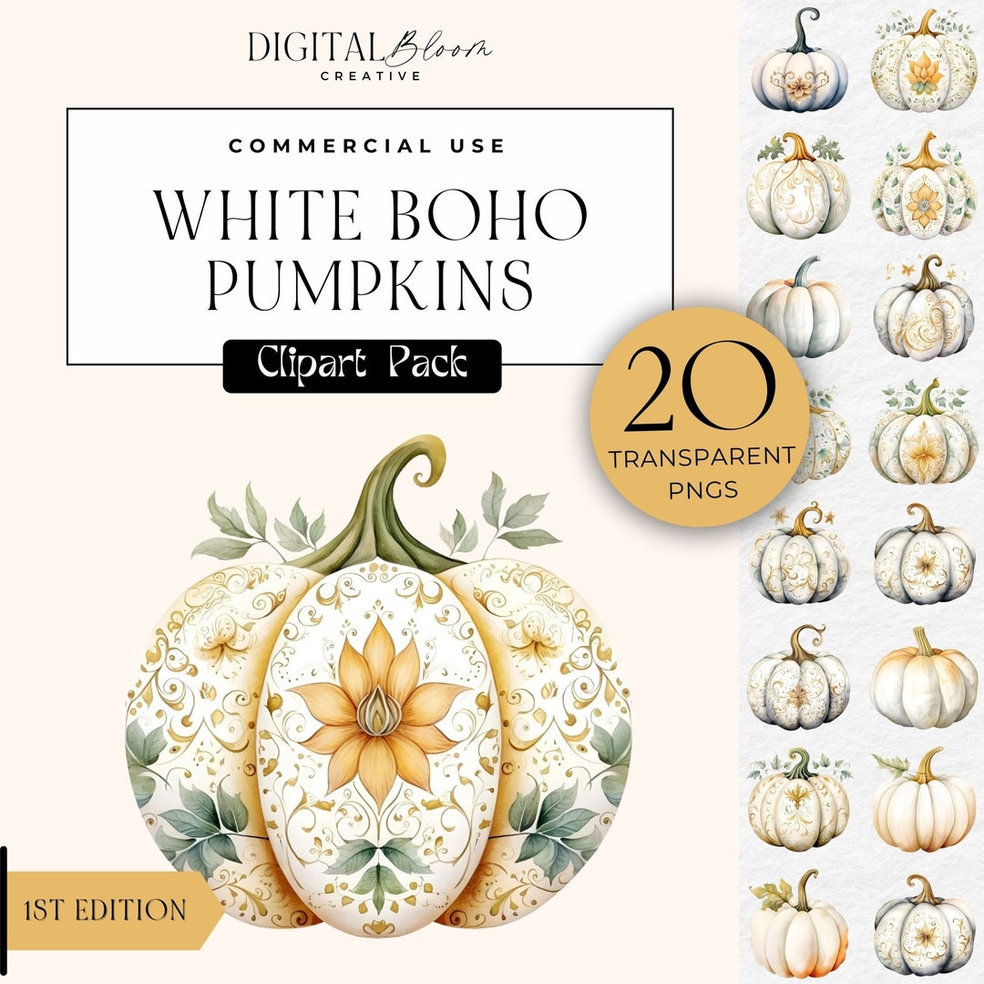 White Halloween Pumpkin Clipart PNG Graphics Thanksgiving Jack O ...