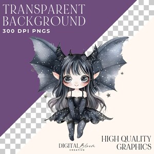 Gothic Fairy Clipart, Halloween Fairies PNG, Spooky Black Dark Fantasy ...