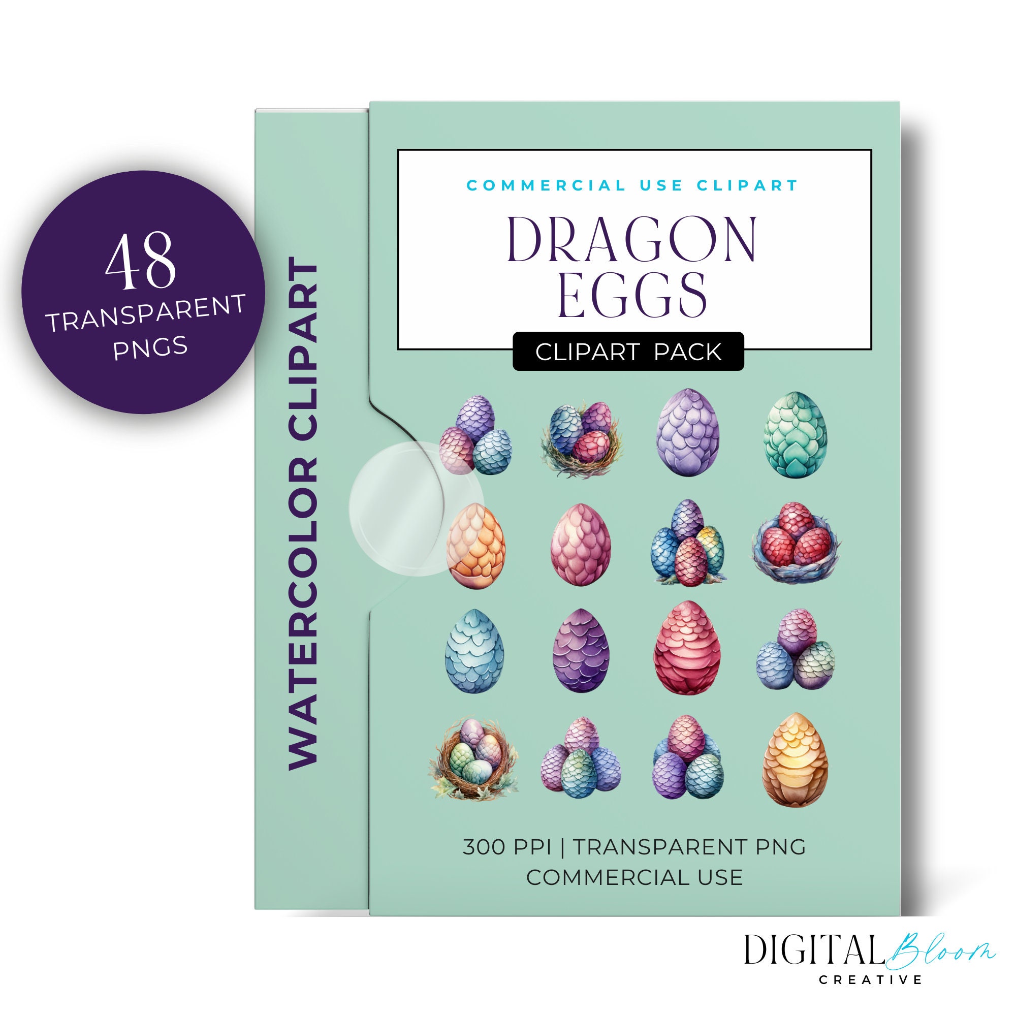 Dragon Eggs Clipart, Watercolor PNG, Baby Dragon Eggs, Magic Clip Art ...