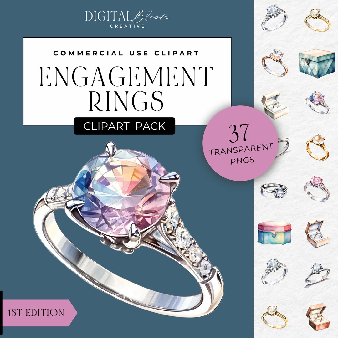 Diamond Ring Clipart Engagement Solitaire Jewels Wedding PNG Marriage ...