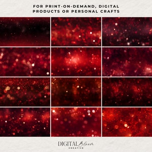 Dark Red Bokeh Digital Paper Glitter Backdrop Confetti Pattern ...