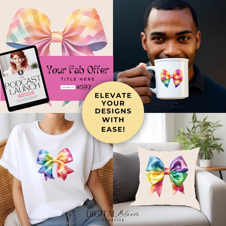 Rainbow Watercolor Coquette Bow, Ribbon Bow Clipart Transparent Png ...