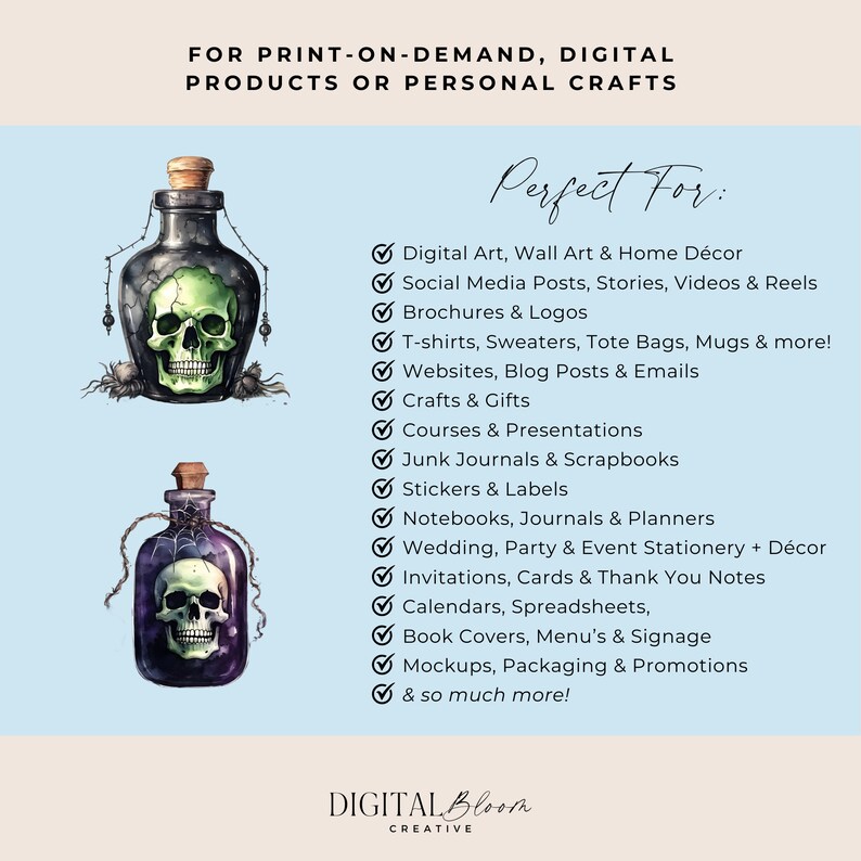 Magic Potion Clipart Spooky Bottles PNG Graphics Skull Bottle Halloween ...