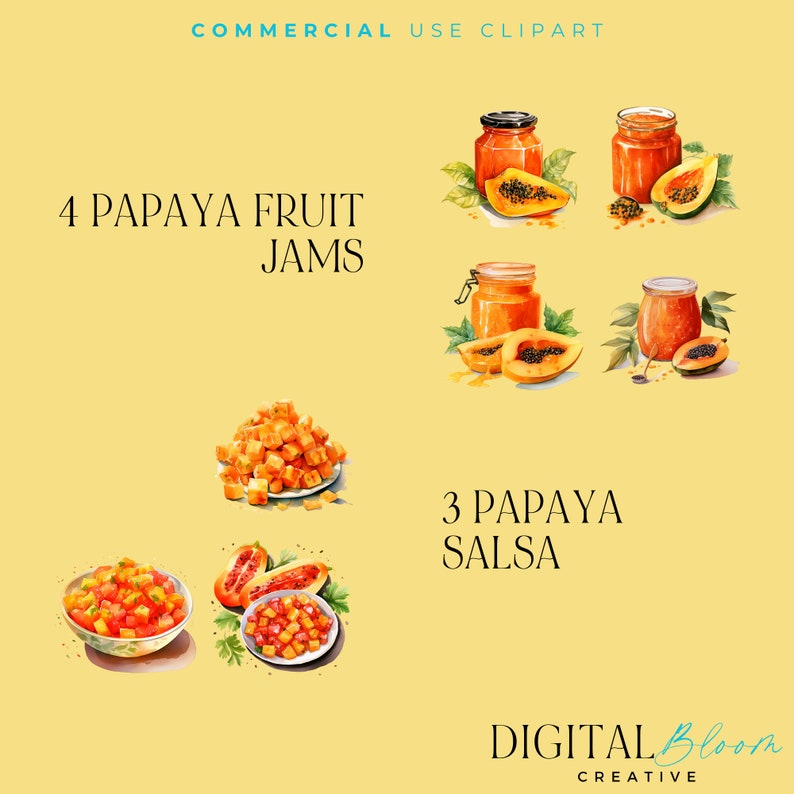 30 Watercolor Papaya Clipart - Commercial Use, Digital Download ...