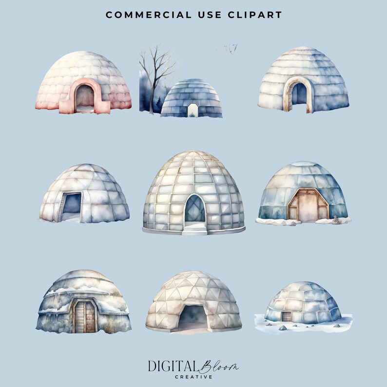 Igloo Clipart Eskimo Watercolor Clip Art North Pole PNG Winter Ice ...