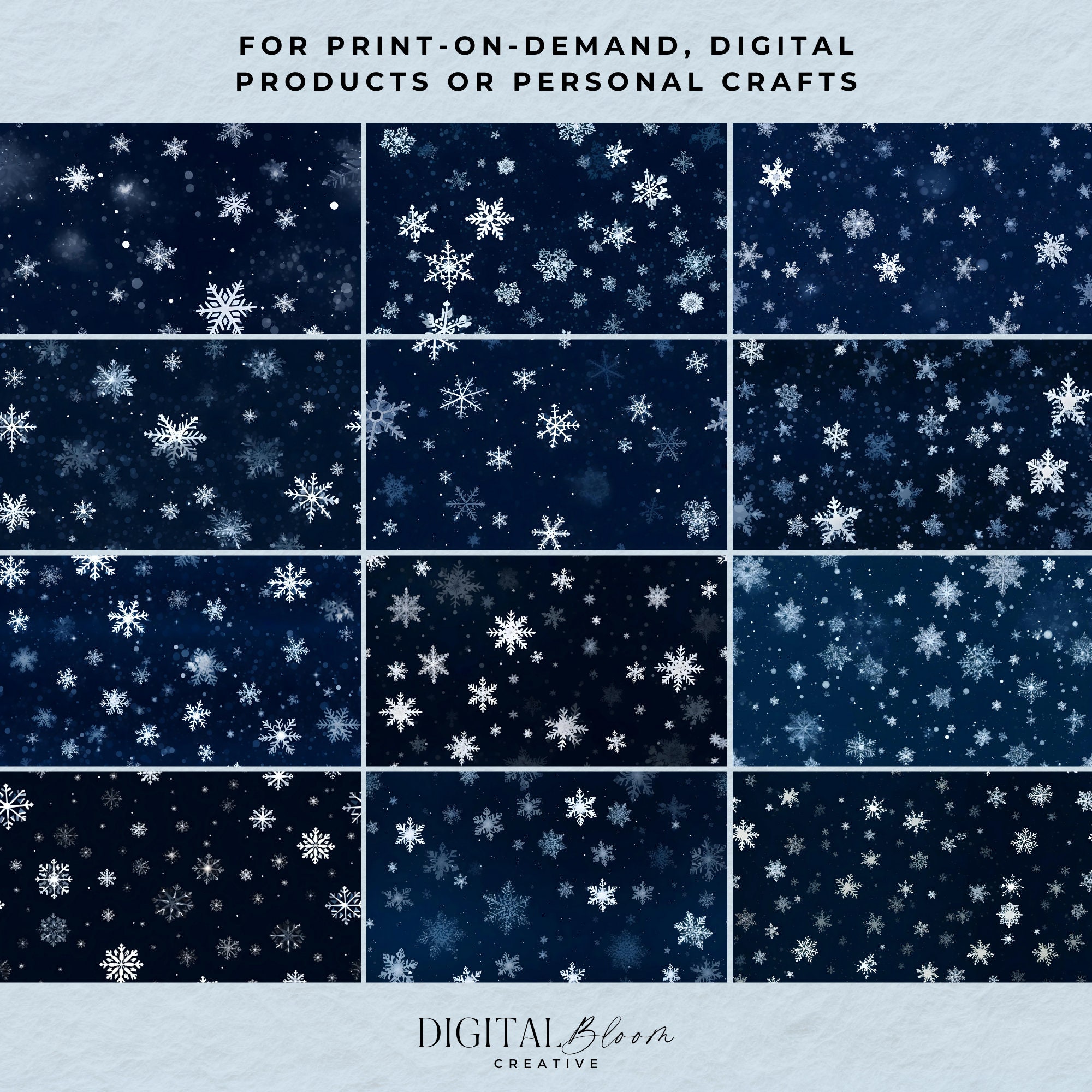 Snowflake Digital Paper, Winter Snow Digital Background, Christmas ...