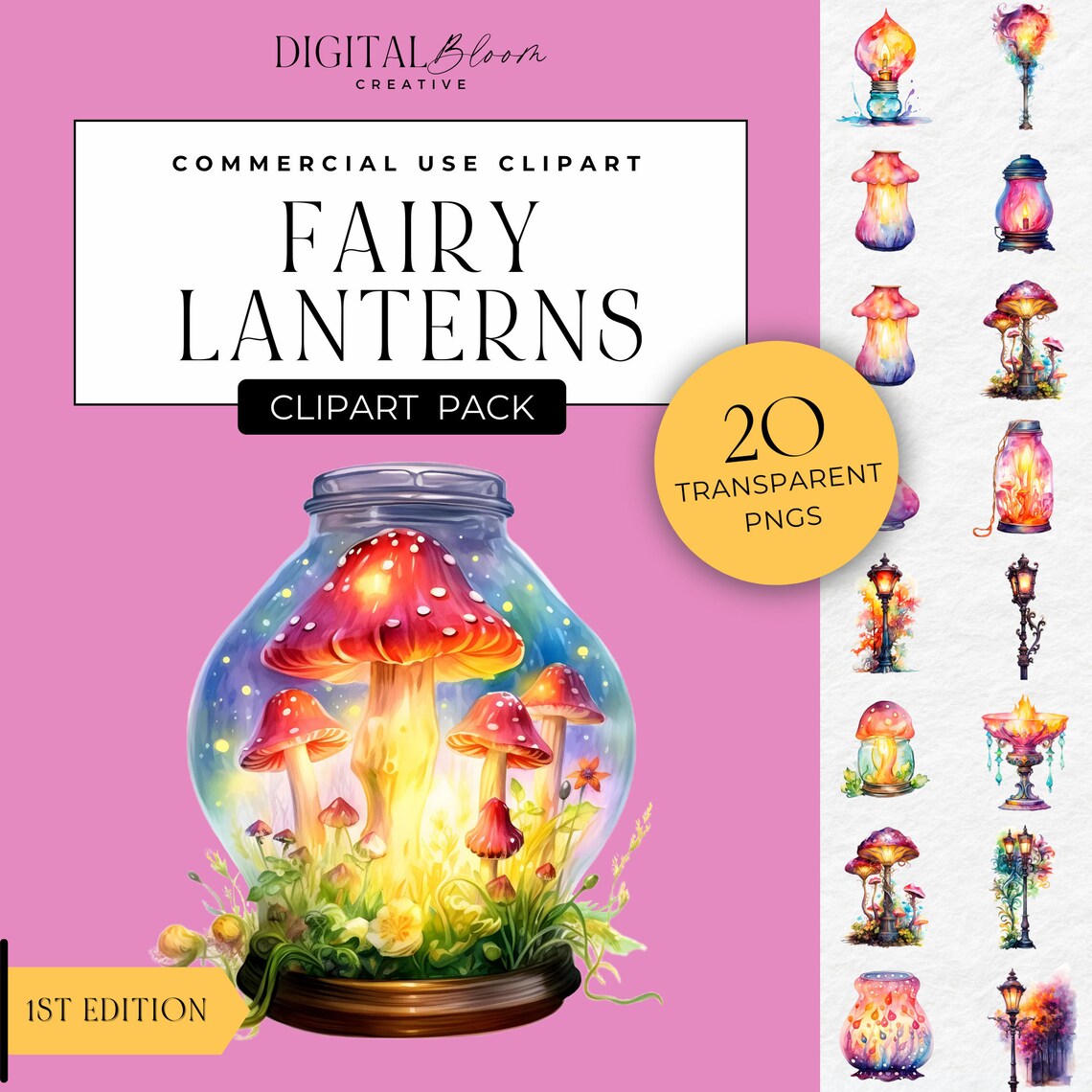 Fairy Lamp Clipart Magical Bright Glowing Fantasy Lantern Clip Art PNG ...