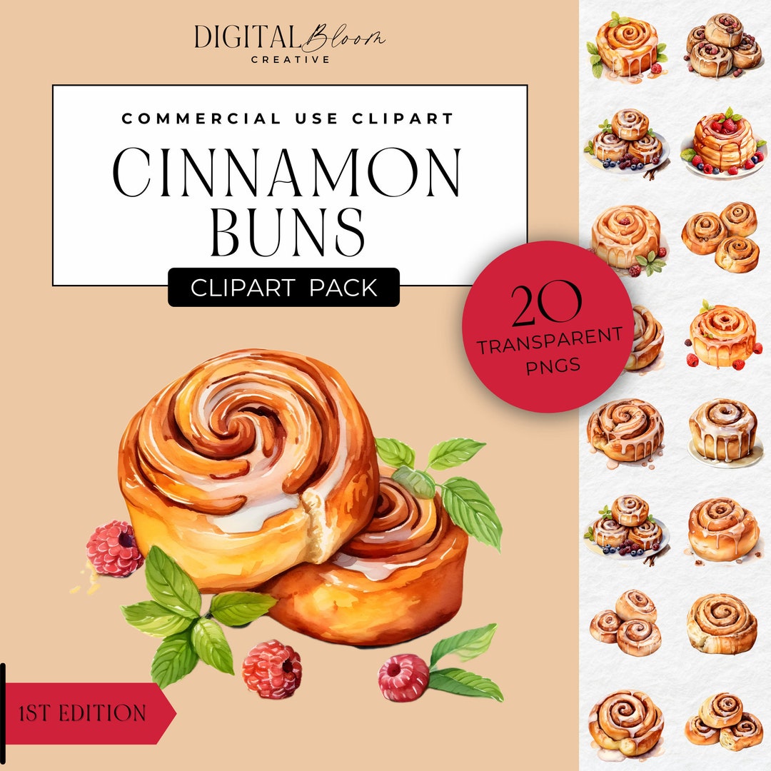 Cinnamon Roll Clipart, Sweet Buns Clip Art, Baked Vegan Pastries PNG ...