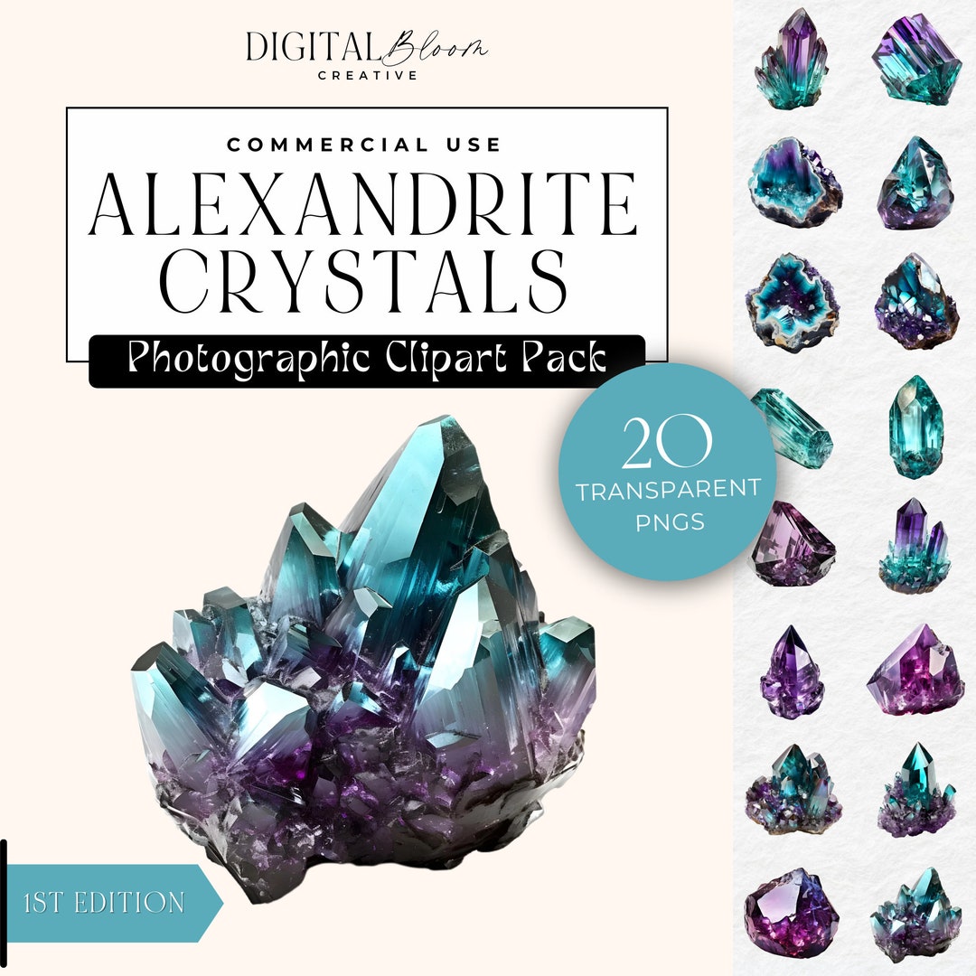 Alexandrite Crystal Clipart, Realistic Gemstones PNG, Healing Geode ...