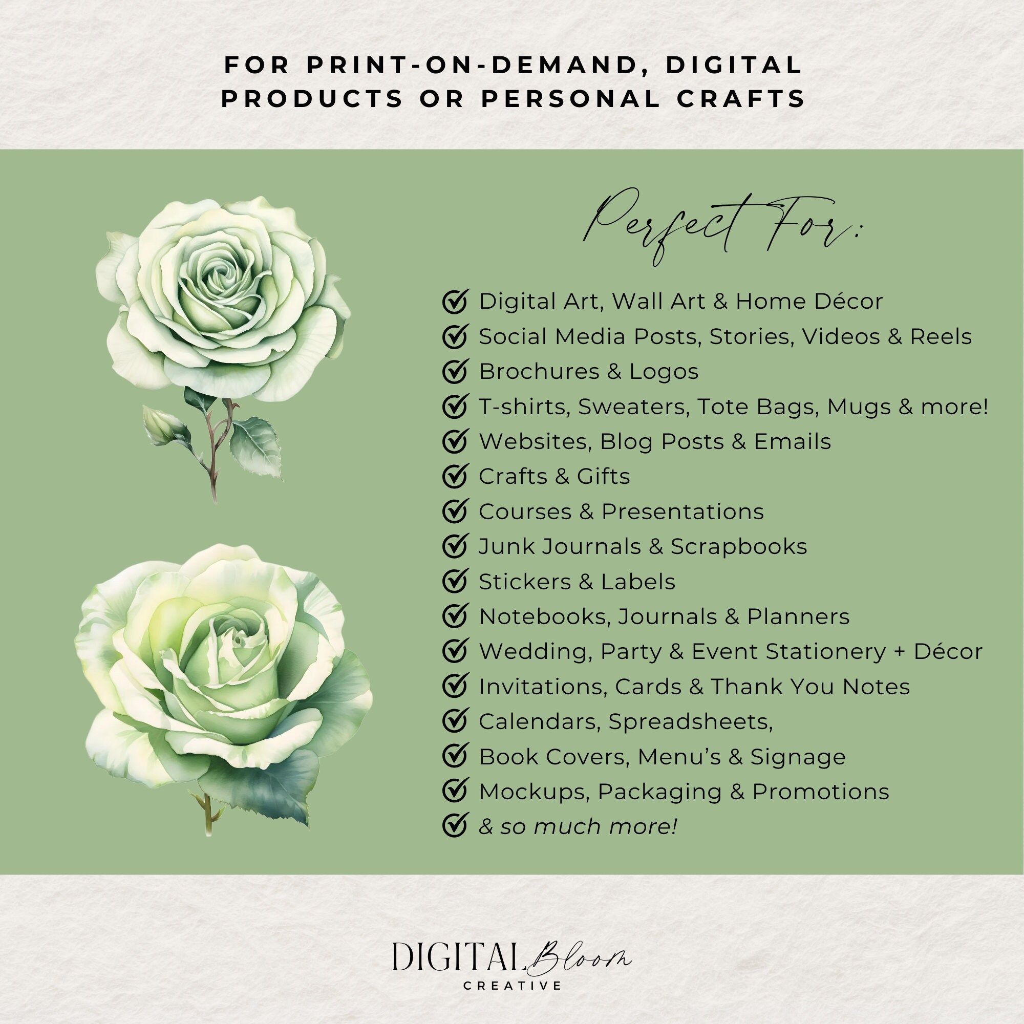 Pastel Green Rose Flower Clipart Floral Baby Shower Roses PNG Graphics ...