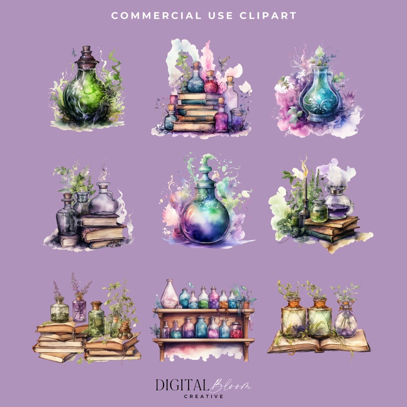 Herbology Clipart, Magic Potion Clip Art, Wizard PNG, Botanical Plants ...