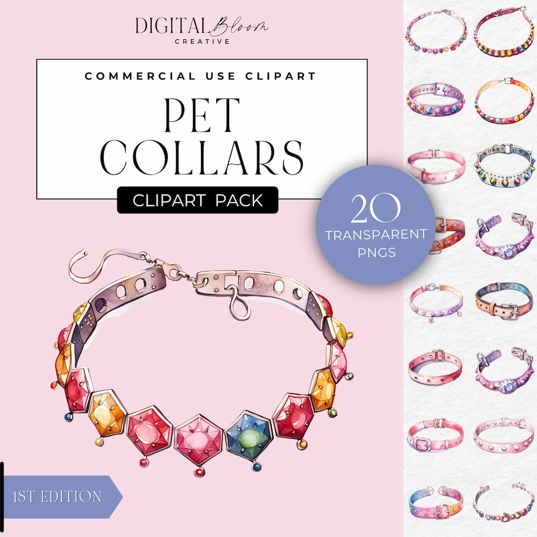 Dog Collar Clipart Cat Collars Watercolor Pet Accessories Dog Mom Lover ...