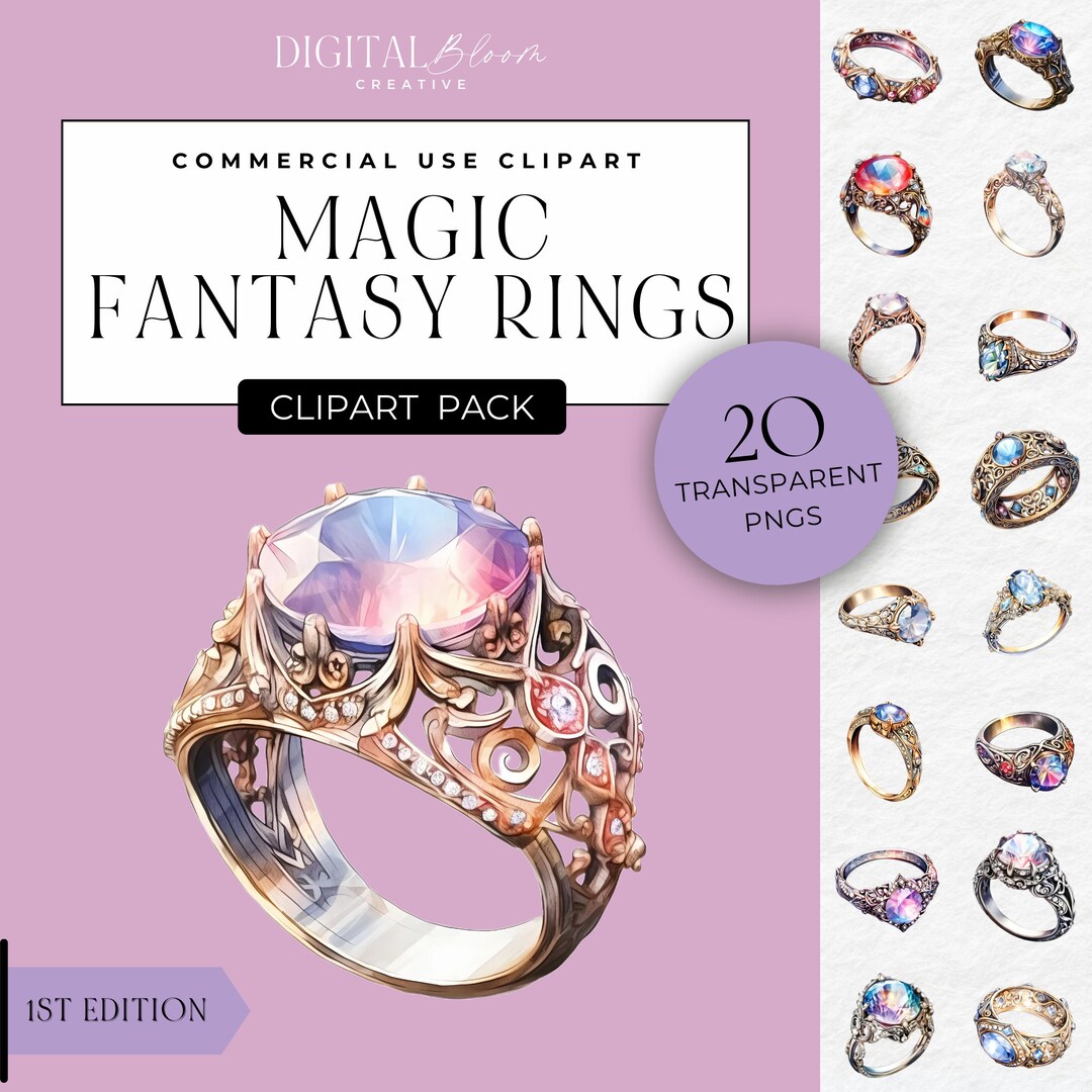 Magic Ring Clipart, Fantasy Crystal Gemstone Band, Romantic Jewellery ...