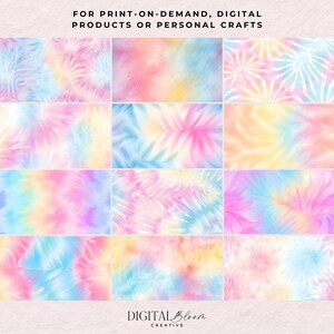 Tye Dye Digital Paper, Pastel Rainbow Tie Dye Digital Background ...