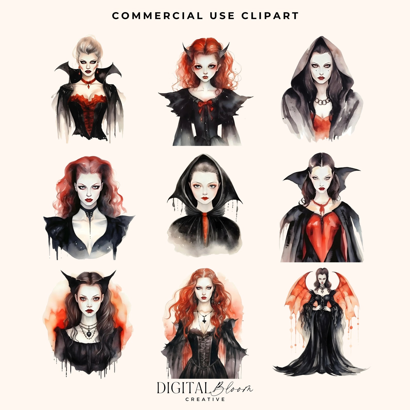 Vampire Clipart Spooky Female Girl Vampire PNG Graphics Quirky ...