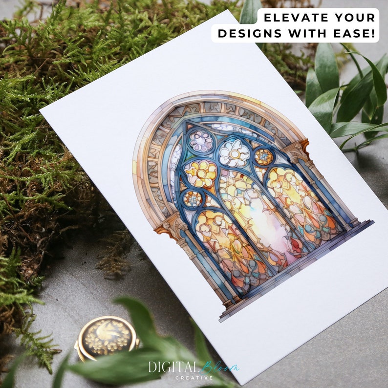 Stained Glass Window Clipart, Church Clipart PNG, Digital Download ...