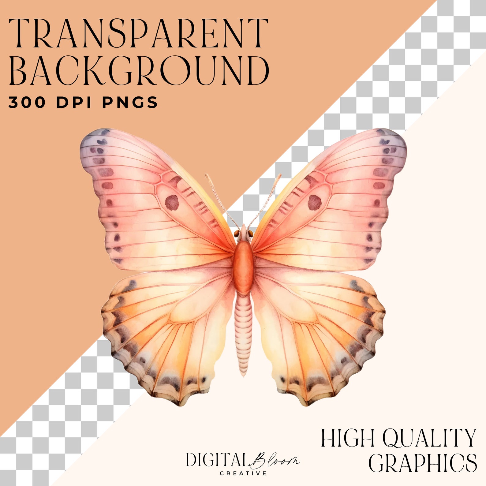 Light Peach Butterfly Clipart Pastel Butterflies Graphics Transparent ...
