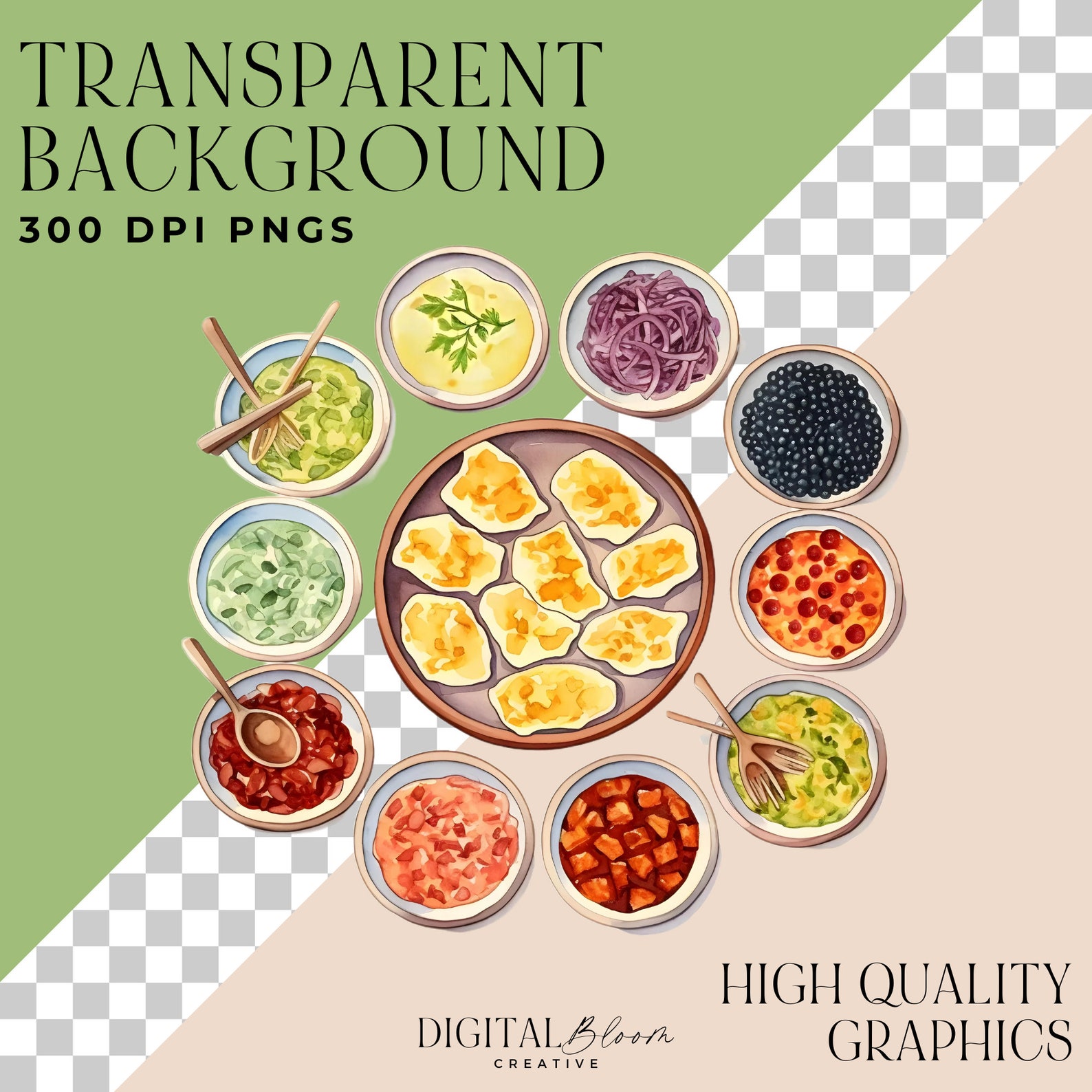 Pizza Toppings Clipart Food Bowls PNG Graphics Baking Party Invite ...