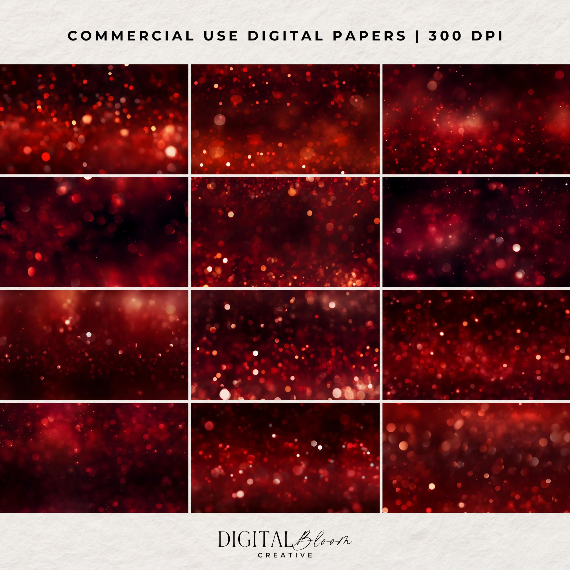 Dark Red Bokeh Digital Paper Glitter Backdrop Confetti Pattern ...