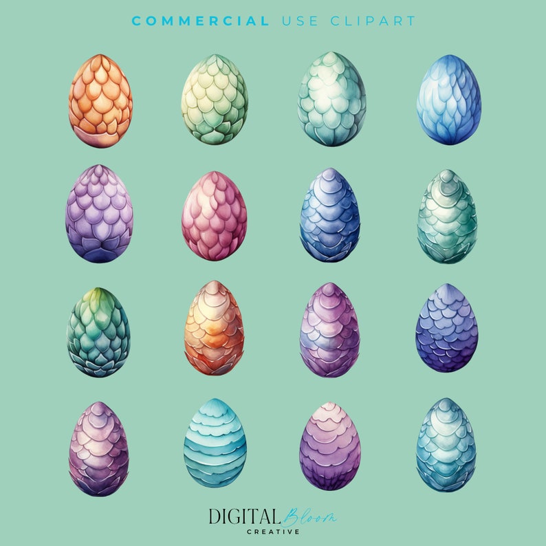 Dragon Eggs Clipart, Watercolor PNG, Baby Dragon Eggs, Magic Clip Art ...