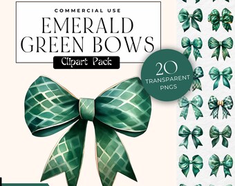 Watercolor Green Bow Ribbon Clipart PNG - Etsy