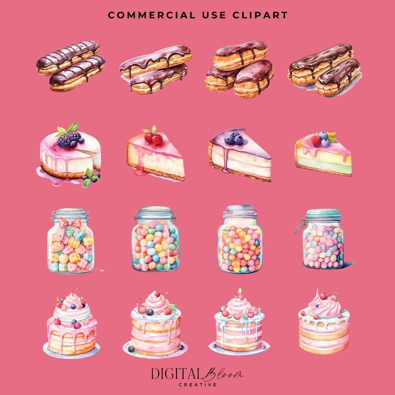 Land of the Sweets Clip Art Chocolate Eclair Pastries Candyland Candies ...