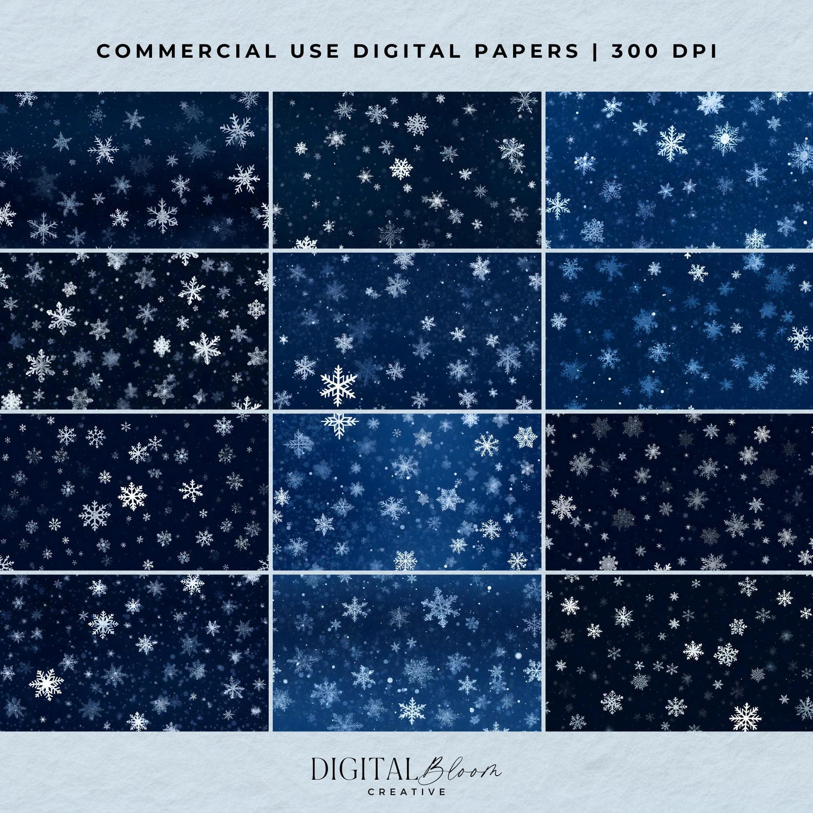 Snowflake Digital Paper, Winter Snow Digital Background, Christmas ...