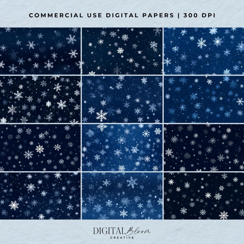 Snowflake Digital Paper, Winter Snow Digital Background, Christmas ...
