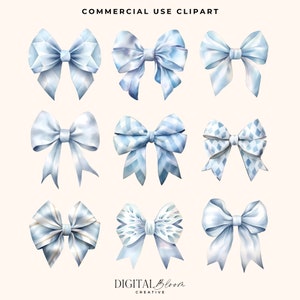 Pastel Blue Watercolor Coquette Bow, Ribbon Bow Clipart Transparent Png ...