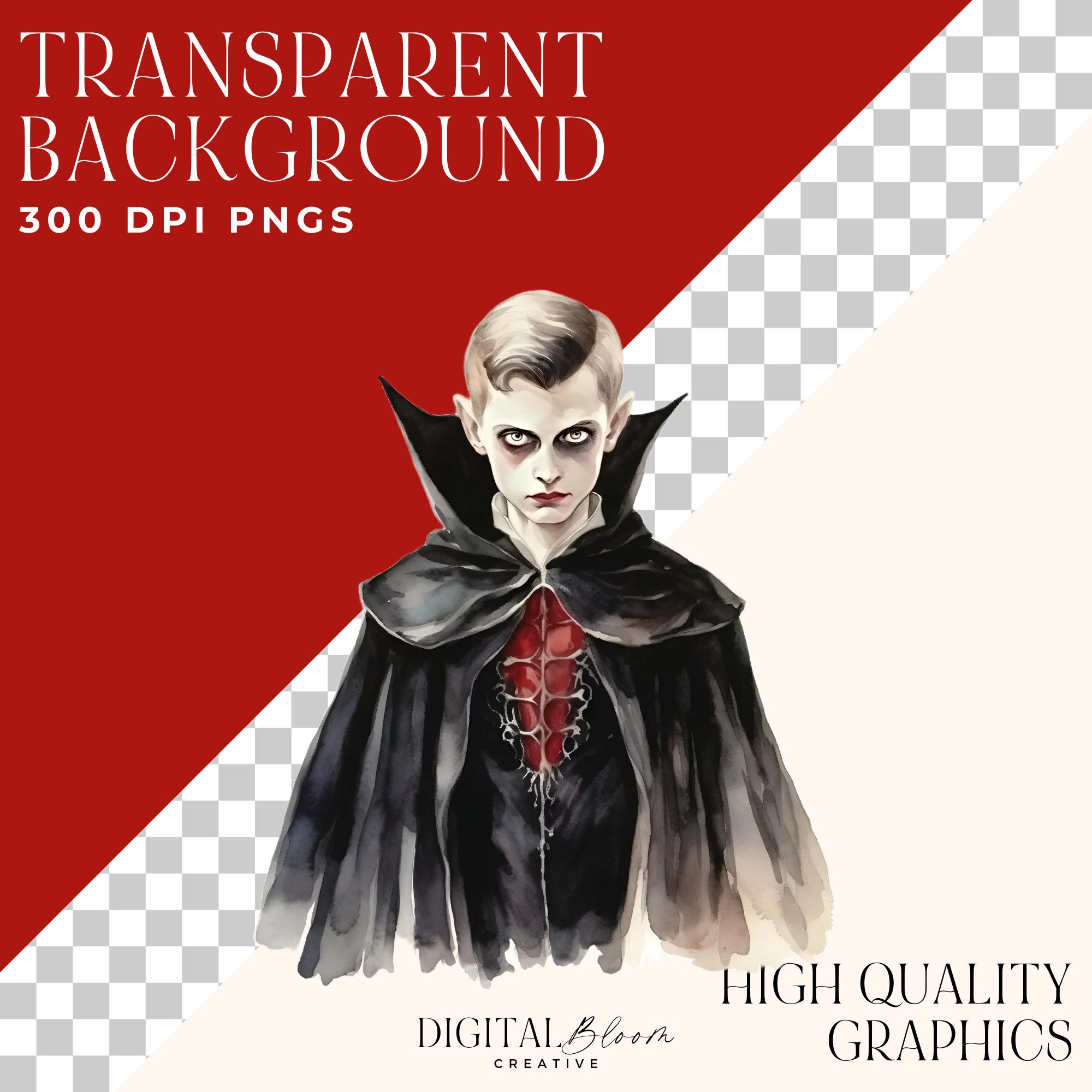 Vampire Clipart Spooky Male Vampire PNG Graphics Quirky Halloween Clip ...