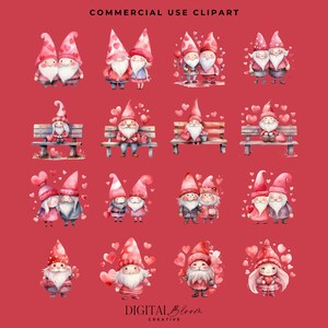 Seasonal Gnome Clipart Valentines Day, Watercolor Garden Gnomes, Saint ...