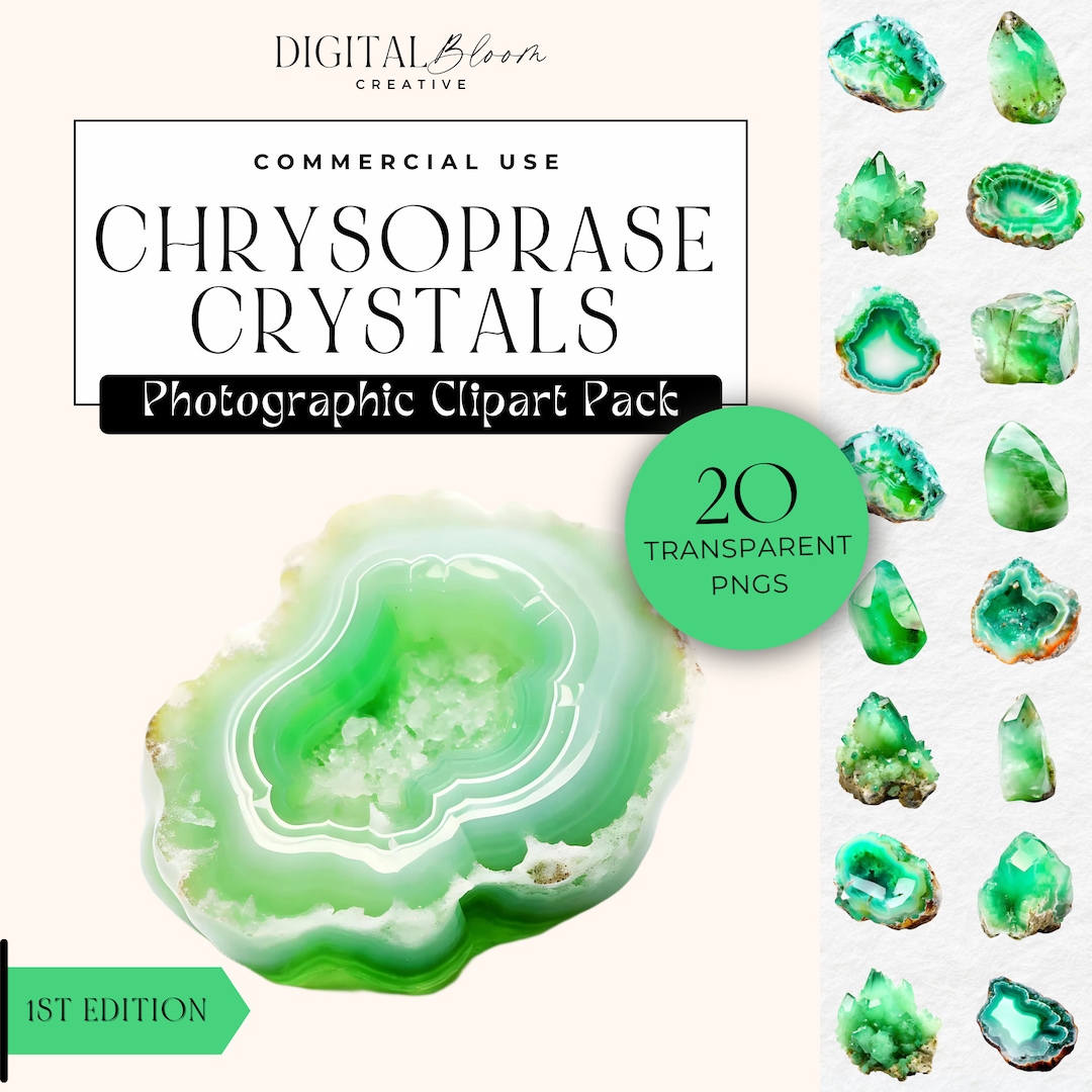 Chrysoprase Crystal Clipart, Realistic Gemstones PNG, Healing Geode Clip Art,pagan Magic Fantasy ...