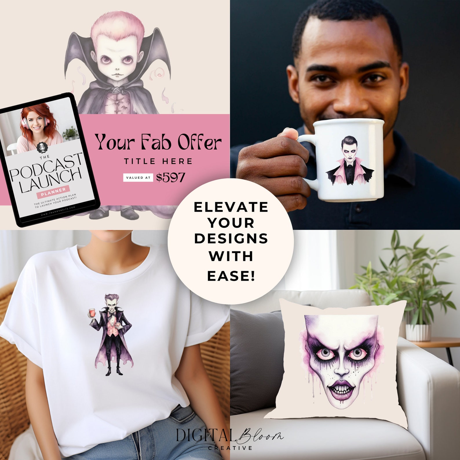 Pink Halloween Male Vampire Clipart Spooky PNG Graphics Halloween Clip ...