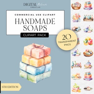 Handmade Soap Clipart Watercolor Bundle Bar of Herbal Fruit Soaps Spa ...